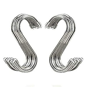 Evob 20 Pack 3.4" S Shaped Hooks Stainless Steel Metal Hangers Hanging Hooks for Kitchen, Work Shop, Bathroom, Garden