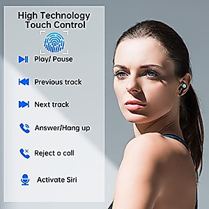 TUSUEYGT Wireless Earbuds, 4 Dynamic Drivers Bluetooth Headphones TWS Earbuds, 40Hrs Playtime with LED Power Display Charging Case Touch Control in-Ear Earphones HiFi Stereo Sound Headset for Sport