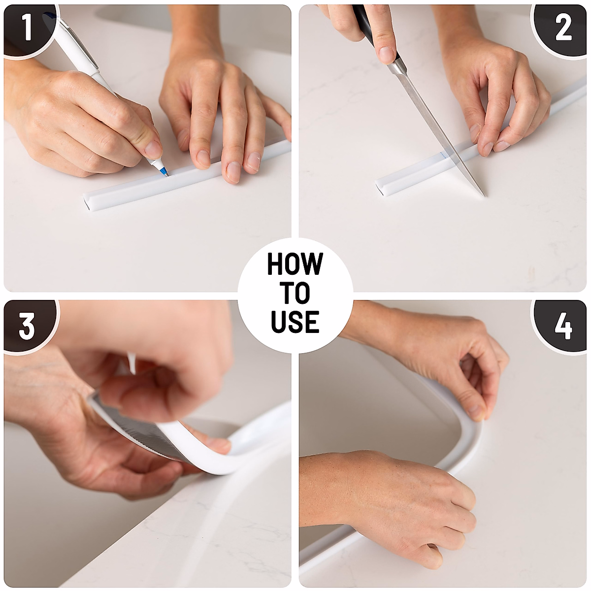 118 Inch Collapsible Shower Threshold Water Dam Adhesive Silicone 0.47 High Shower Dam Water Stopper Barrier For Bathroom Kitchen Splash Guard Edge Trim Strip For Dry and Wet Separation (White)