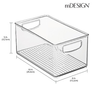 mDesign Plastic Kitchen Organizer - Storage Holder Bin with Handles for Pantry, Cupboard, Cabinet, Fridge/Freezer, Shelves, and Counter - Holds Canned Food, Snacks, Drinks, and Sauces - 2 Pack - Clear