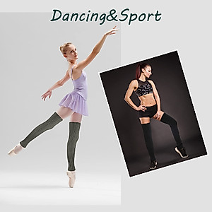 PHOGARY 2 Pairs Winter Leg Warmers for Women, Thigh High Socks Over Knee Footless Socks Crochet Knitted Long Boot Socks High Boot Cuffs Boot Topper Socks Leg Cuffs Boot Warmers Winter Gift for Girls