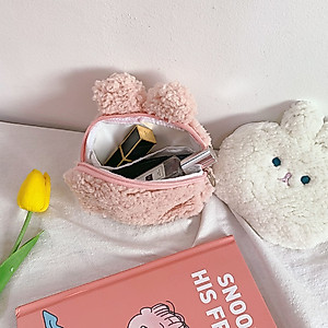 FIDA&MOON Fida&Moon Girls Cute Rabbit Coin Purse Fluffy Mini Cosmetic Wallet with Zipper