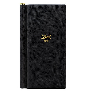 Letts Legacy Slim Pocket Ruled Black Notebook with Gold Pen