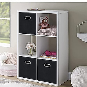 STOREONE Black Fabric Storage Bins Cubes Baskets Containers-(11X11X11") with Dual Handles Cube Storage Organizer Bins for Shelf Closet, Bedroom Organizers, Foldable Set of 3 (Black )