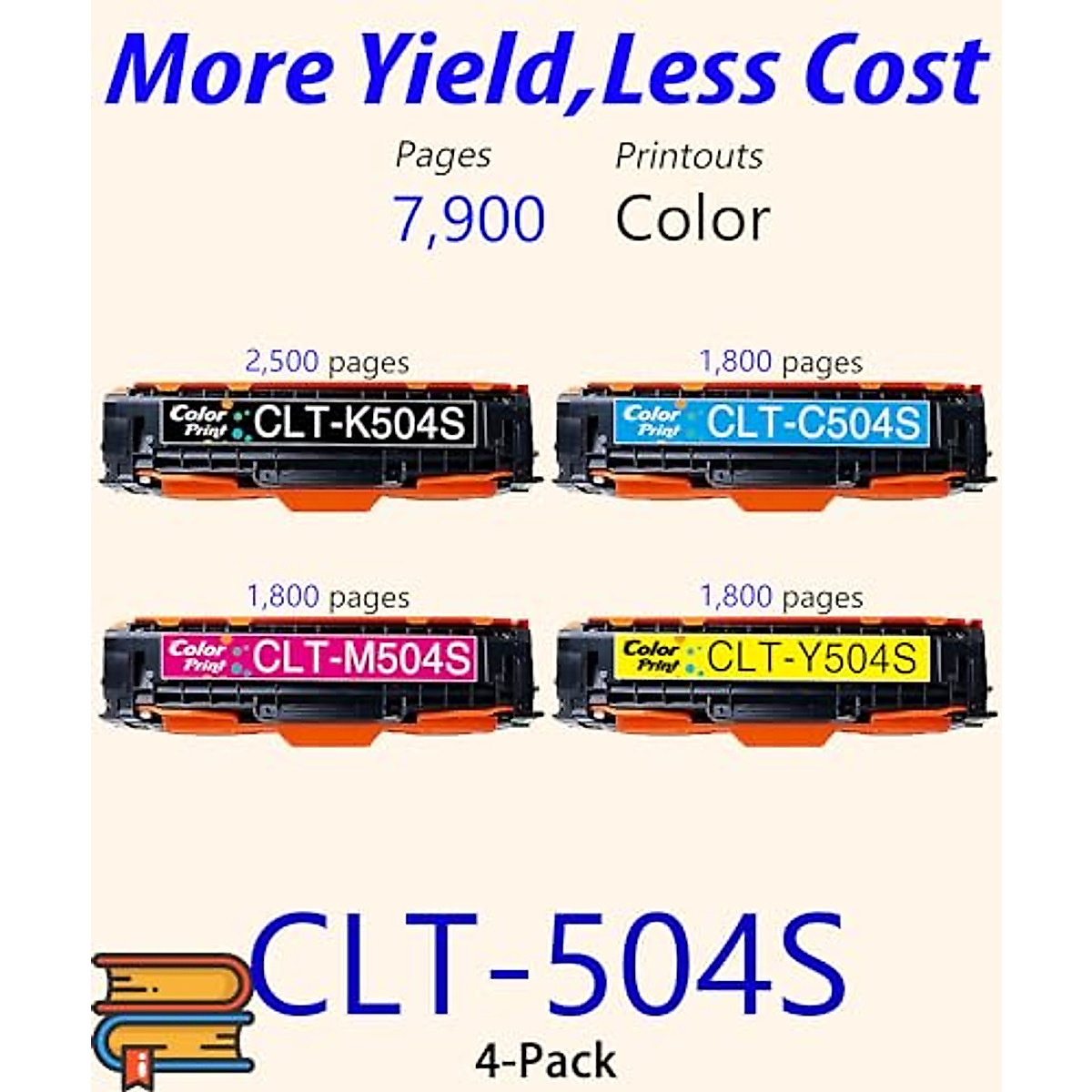 Color Print Compatible CLT504S Toner Cartridge Replacement for Samsung CLT-504S Black 504S for Xpress SL-C1810W SL-C1860FW CLP-415N CLP-415NW CLX 4195N 4195FN 4195FW C1810W Printer (BK,C,M,Y, 4-Pack)