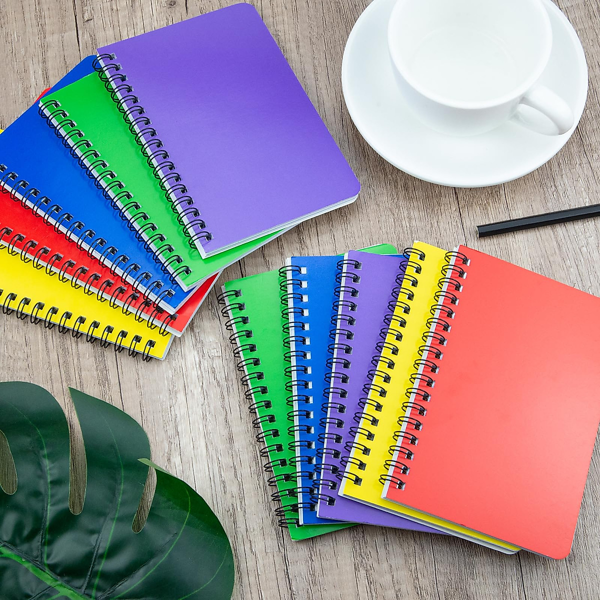 Fantasyon Top Bound Memo Books 4" x 6" Pocket Notebook Spiral Memo Pads For Home, Office, College, School, Lined College Ruled Paper, 75 Sheets Per Notebook (10 Pack) (A6)