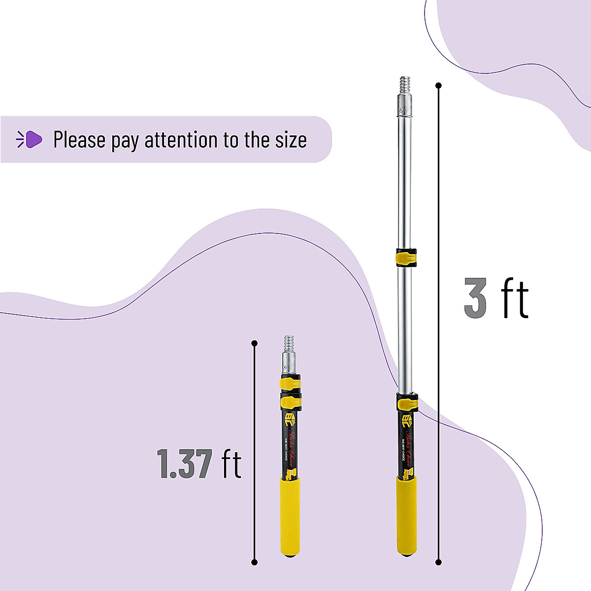 Bates- Extension Pole, 1.4 to 3 Ft Pole, Telescoping Pole, Paint Pole, Extendable Pole, Paint Roller Extension Pole, Painters Pole, Extension Handle, Telescoping Handle, Telescoping Paint Roller Pole