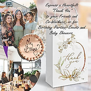 Created Flow Eucalyptus Wedding Thank You Gift Bags Small Size Guests Bridal Shower Bridesmaids Gift Bags Birthday Party Thank You Favors Bag Baby Shower Office Business Thank You Bags Bulk Merchandise White Handles Gold Foil Paper 16 Pack 4 Designs