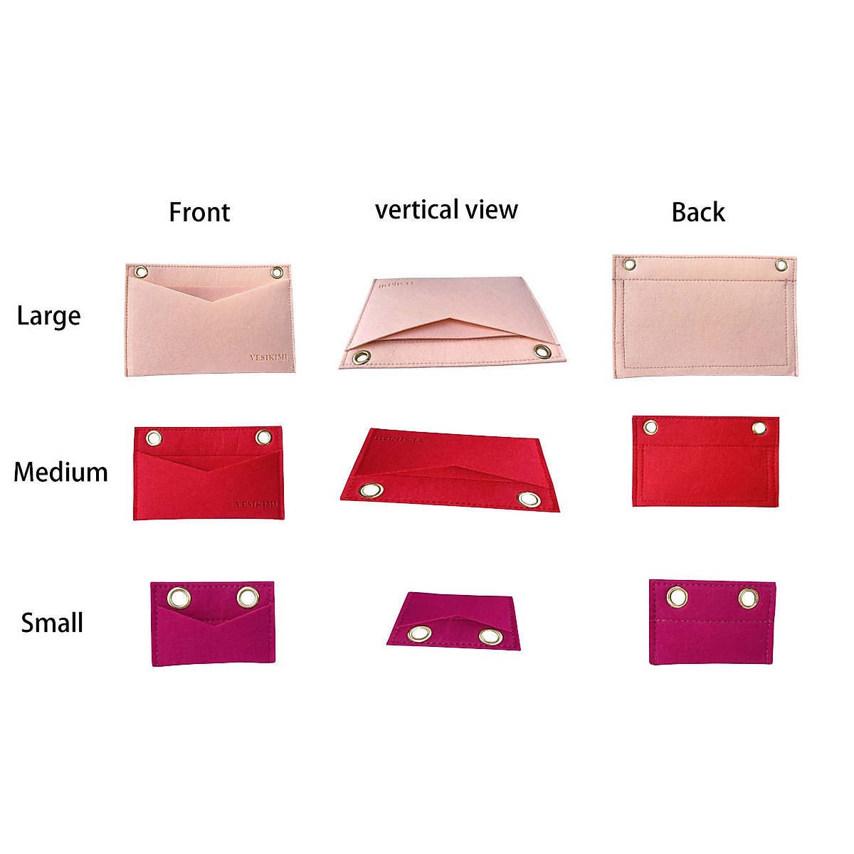 YESIKIMI 1 Set(3pcs) Felt Purse Organizer Insert with Chain Conversion Kit For Kirigami Pochette…