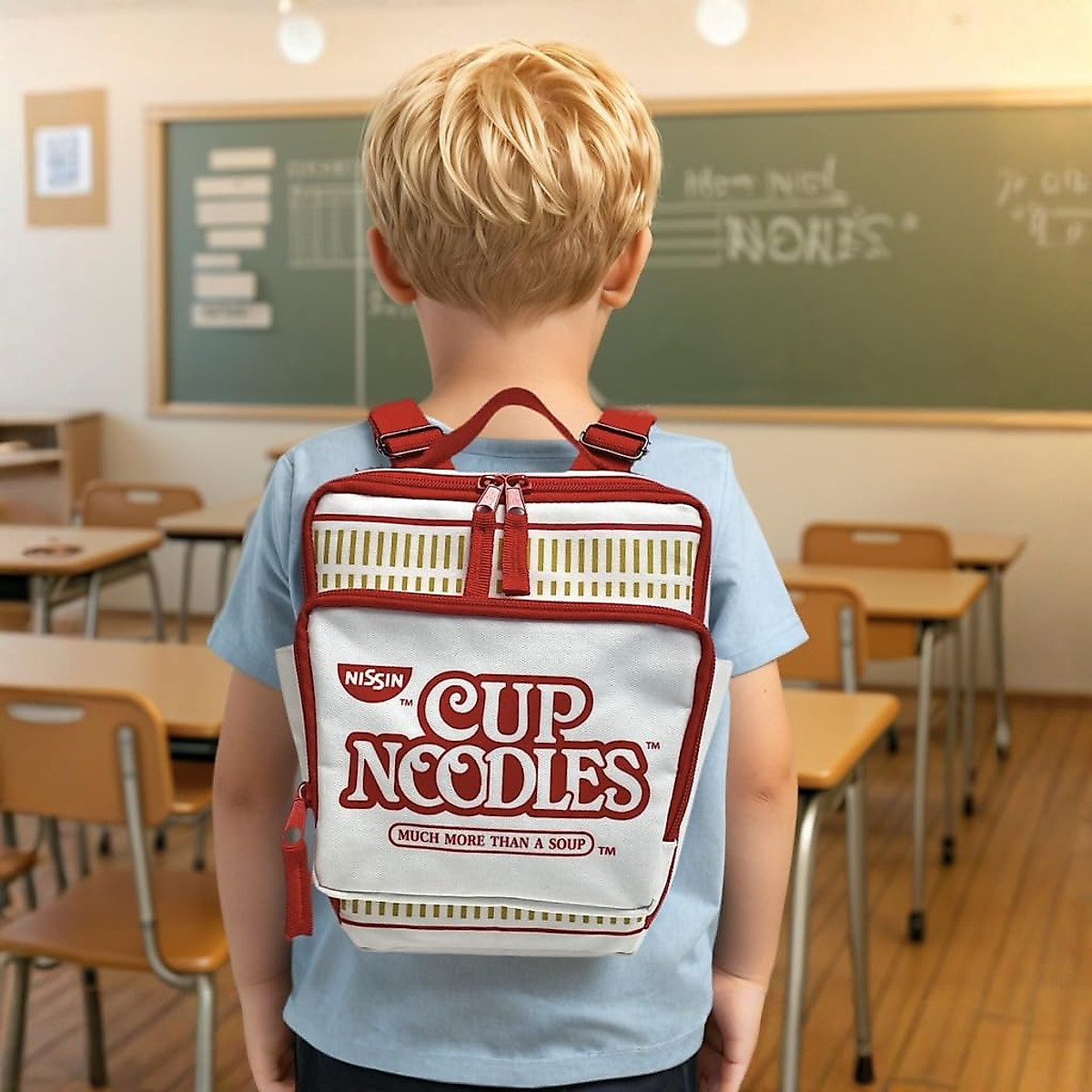 Nissin Cup Noodles Cup Noodles Mini Backpack, Red/White, 7”W x 8”H x 3”D (9607)