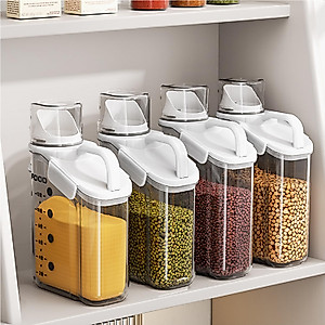 LANGMINGDE 1 Piece Cereal Containers Storage, 2.8L/95oz Airtight Large Dry Food Storage Containers with Pouring Spout Measuring Cup for Snacks Grain Rice,BPA Free Dispenser Plastic Bin, 1PC