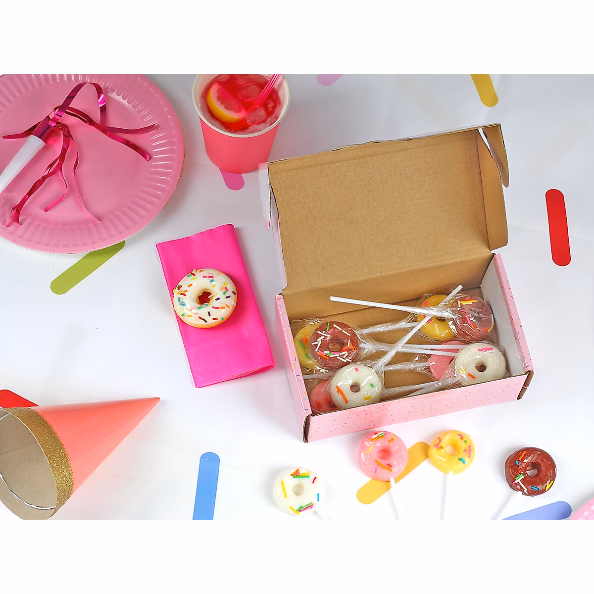 Donut Candy Lollipops - 12 Donut Shaped Suckers Indvidually Wrapped