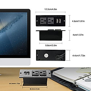Conference Recessed Power Strip Socket with USB Ports,Table Power Strip,Desktop Charging Station with 2-Outlets and 2 USB Ports