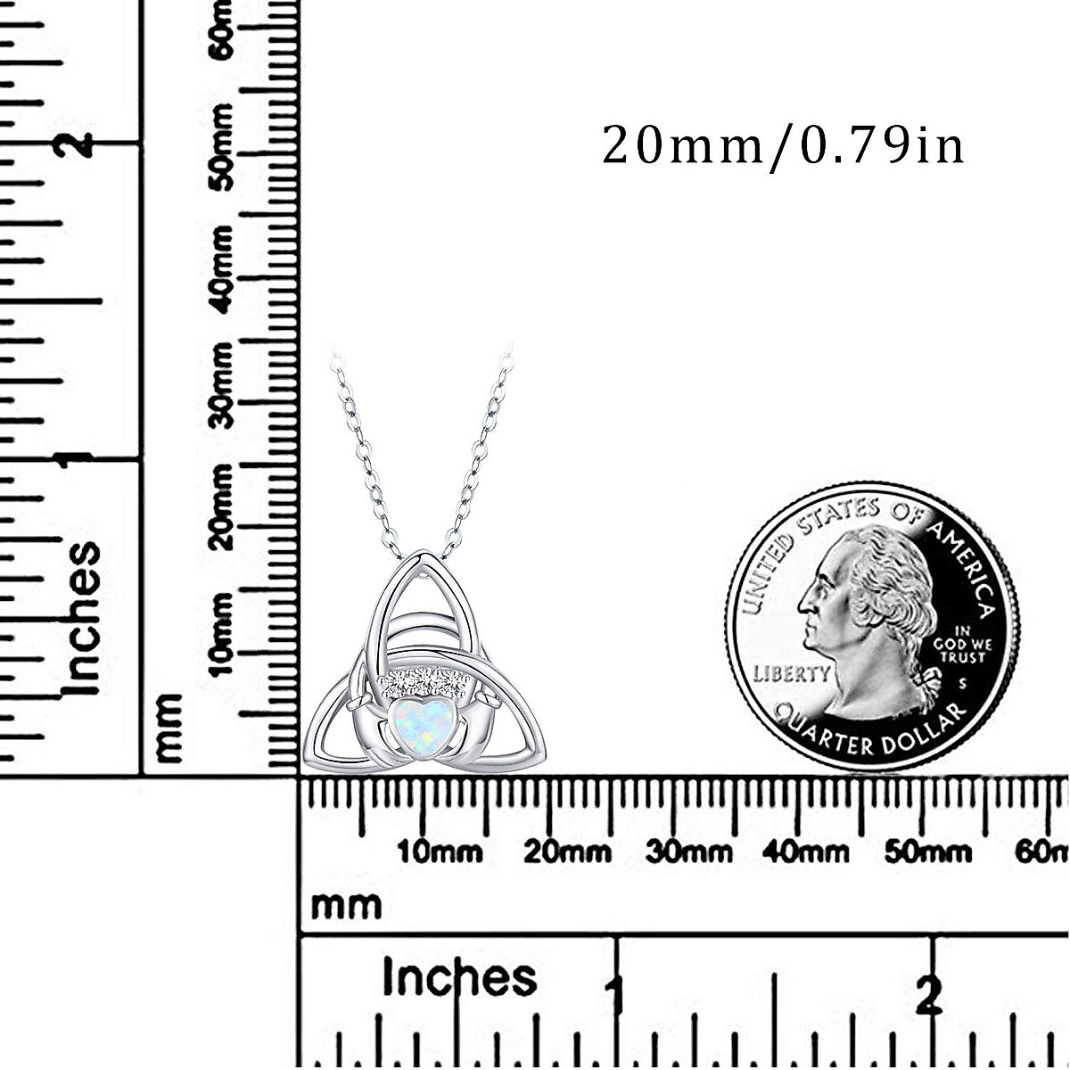 Celtic Knot Necklace for women 925 Sterling Silver Good Luck Irish Celtic Knot Trinity Knot Necklace Celtic Knot Moonstone Love Heart Pendant Necklace for Women Hands Holding Crown Heart Necklace for