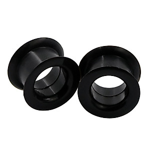 Oyaface 2PCS Black Hard Silicone Flexible Ear Skin Tunnels Expanders Gauges Hollow Sturdy Body Piercing 25mm(1")