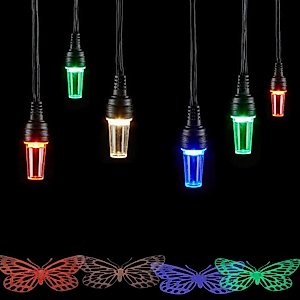 31.4FT Butterfly Decortative String Lights - 10 Projector Lights Outdoor Patio Lights Plug in Indoor Outdoor Lights for Party Patio Yard Bedroom Xmas Decor