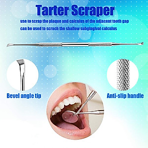 Dental Hygiene Tool Set Stainless Steel Dental Pick and Tweezers, Gum Floss, Tooth Scraper Plaque Tartar Remover for Personal Oral Care & Pet Use (6 Pack)