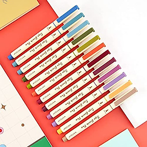 WRITECH Arts Sign Brush Pen Brush Tip Marker Felt Tip Water Based Ink Color Pens 12 Assorted Vintage Colors Great for Lettering Journaling Calligraphy (Vintage)