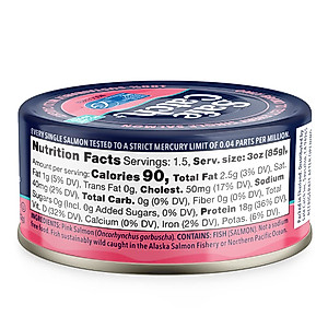 Safe Catch Wild Pacific Pink Salmon Canned Wild-Caught No Salt Added Skinless Boneless Salmon Fish Mercury Tested Kosher, 6 Pack Can Salmon 5oz