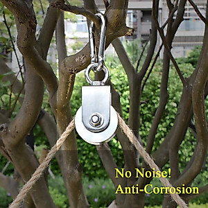 Pulley Wheel Heavy Duty Single Wheel Swivel Pulley Block Duplex Bearing 304 Stainless Steel 360 Degree Rotation Smooth Loading 800 Kg for Material Handling and Moving Lifting