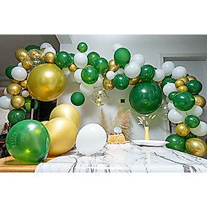 Balloon Garland Arch Kit 172pcs Green Balloons Garland kit Metallic Gold, White & Confetti Balloons for Weddings, Birthday Party Decorations, Bridal Showers and New Year Parties