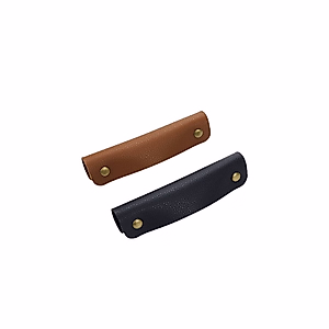 KUMGROT 4pcs PU Leather Women's Handbag Handle Protector Strap Covers for Purse, Handbag, Paper Bag Handle Protective Cover,Black and Brown