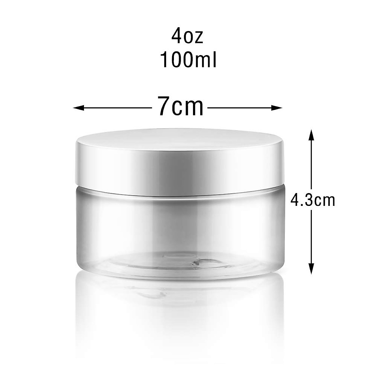 WYKOO 12 Pack 4 OZ Plastic Jars Round Clear Cosmetic Container Jars with Lids, Wide Mouth Empty Slime Jars, Refillable Clear Travel Storage Jars for Kitchen Use Beauty Products Sample