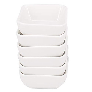 Belinlen 3 Ounce 6 Pack Ceramic Dip Bowls Set Porcelain Dip Mini Bowls Soy Sauce Dish/Bowls - Good for Tomato Sauce, Soy, BBQ and Other Party Dinner (White)