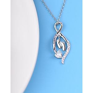 YMHOP Mommy of an Angel Necklace Sterling Silver Created April Birthstone Jewelry Sympathy Gift Stillborn Pendant Necklace for Women Mother Mom 4