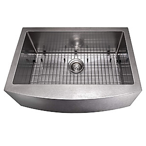 ZLINE 30" Zermatt Farmhouse Apron Mount Single Bowl Scratch Resistant Stainless Steel Kitchen Sink with Bottom Grid (SAS-30S)