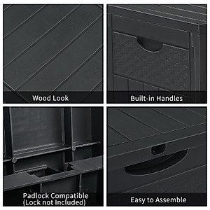 VINGLI 33 Gallon Outdoor Deck Box, Polypropylene Deck Box with Side Handles, Lockable Storage Box for Patio, Garden, Backyard and Balcony, Grey