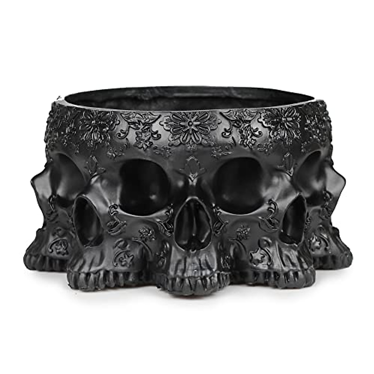 Skull Multiple Faces Plant Planter Pot, Decorations Sugar Candy Bowl, Polyresin Skull Planter Succulents Pots, Flower Pot Home Gardening Garden Goth Decor 4" H (Black)