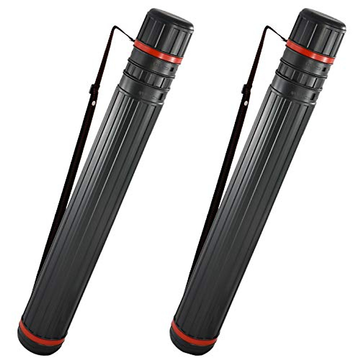 MyGift Heavy Duty Black Plastic 45 Inch Expanding Document Tube, Jumbo Poster Tube with Strap, Set of 2