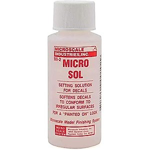 Micro Scale Decal Setting Solution, Micro Set MI1 and Micro Sol MI2, Two Bottles of Each with Make Your Day Paintbrush Set
