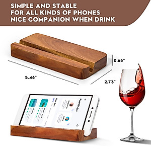 MALLYU Wooden Countertop Wine Racks (8-Bottles 2-Tiers) with A Wood Cell Phone Stand Holder, Small Wine Bottle Rack Shelf Organizer Storage for Home Decor and Wine Gifts, Bar, Cabinet, Pantry