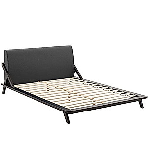 Modway Luella Upholstered Fabric Queen Sled Platform Bed Frame With Headboard In Cappuccino Gray