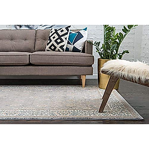 Unique Loom Salzburg Collection Area Rug - Gneis (6' 1" x 9' Rectangle, Gray/ Ivory)