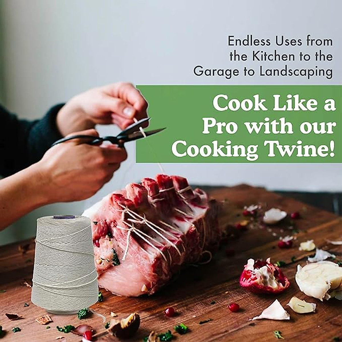 Regency Wraps Butchers Cooking Twine, Made of Heavy-Weight Natural Cotton for Turkey Trussing and Meat Prep for Roasting 1200ft Cone, Approx. 1LB Pack of 1