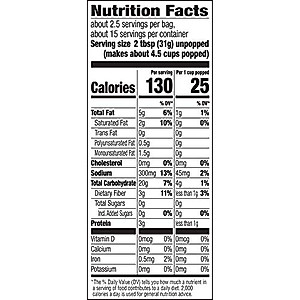 Orville Redenbacher's Naturals Simply Salted Popcorn, Classic Bag, 6-Count