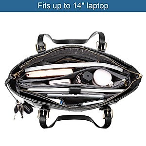 14-Inch Laptop Bag for Women, Professional Computer Bags - Laptop Purse with Padded Compartment - Fit Under Airplane Seat (Black)