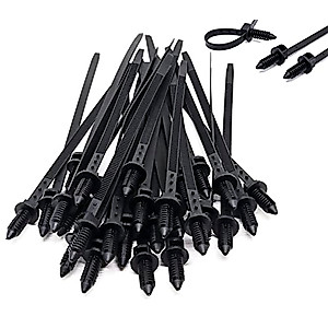 SWZHAI 50 PCS Push Mount Zip Ties, 6.89 Inch Nylon Car Mount Wire Ties Snap in Cable Zip Ties, Black Automotive Zip Ties Fastener Wire Harness Clips for Wire Tying (6.89" L x 0.22"W)