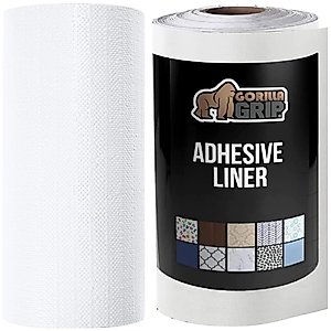 Gorilla Grip Smooth Drawer Liner and Adhesive Removable Liner, Smooth Liner Size 12x20, Non Adhesive for Drawers, Adhesive Liner Size 17.5x20, Book Cover, Both in White, 2 Item Bundle