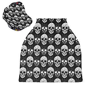 Nursing Cover Breastfeeding Scarf Gothic Skull- Baby Car Seat Covers, Stroller Cover, Carseat Canopy (n)