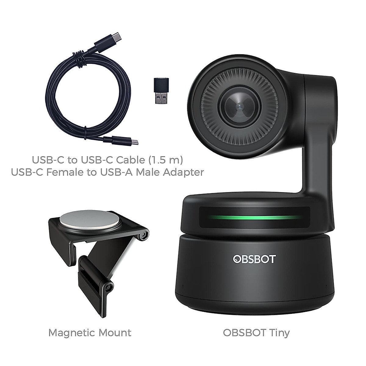 OBSBOT Tiny 1080P PTZ Webcam with AI Tracking, Auto Framing, Noise Reduction, and Gesture Control