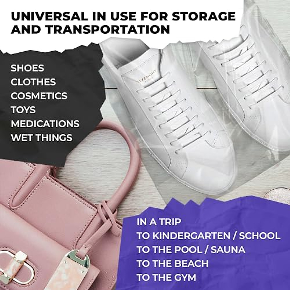 APQ Clear Drawstring Bag, 10 x 14 Inches. Pack of 50 Clear Plastic Drawstring Bags. 2 Mil Drawstring Clear Plastic Bags. Waterproof Clear Plastic Bags Drawstring for Cosmetics, Toiletries