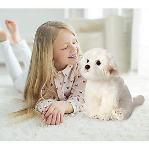 HollyHOME Bichon Frise Plush Puppy Stuffed Animal Maltese Realistic Dog Plush Toy Pet Gift for Kids 13 Inch