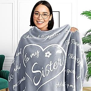 Sisters Gifts from Sister, Mothers Day Gifts for Sister, Sister Gifts Blanket, Unique Birthday Gifts for Sister from Brother, Sister Gifts from Brother, Throw Blanket 65” x 50” (Silver)