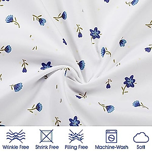 HOMEIDEAS 6 Piece Printed Full Size Bed Sheets, Extra Soft Brushed Microfiber 1800 Bedding Pattern Sheets, Deep Pocket, Wrinkle & Fade Free, Blue Floral