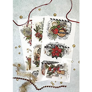 Redesign with Prima Prima Redesign Xmas Tag 6inch X 12inch Transfer red, green, tan, black