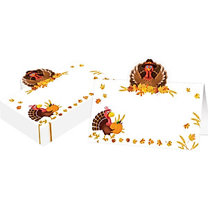 Thanksgiving Table Place Cards Turkey Tent Name Cards for Guest Table Seating 25Pcs